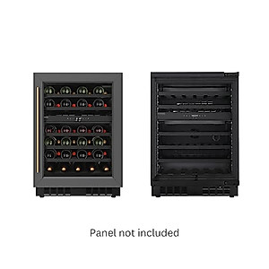 KoolMore KM-CW46DZ-BPR Reserve 24 in. Under-Counter Panel Ready Dual Zone Built-in Wine Cooler with Black Shelves and 45 Bottle Capacity