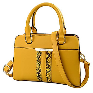 Snakeskin Print Handbag Purses for Women Top Handle Satchel Shoulder Bags Work Tote Small Leather Crossbody Bag Yellow