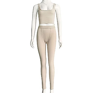 LICOBOD Casual Workout Sets 2 Piece Outfits for Women Ribbed Crop Tank Top High Waist Yoga Leggings Lounge Wear Tracksuit