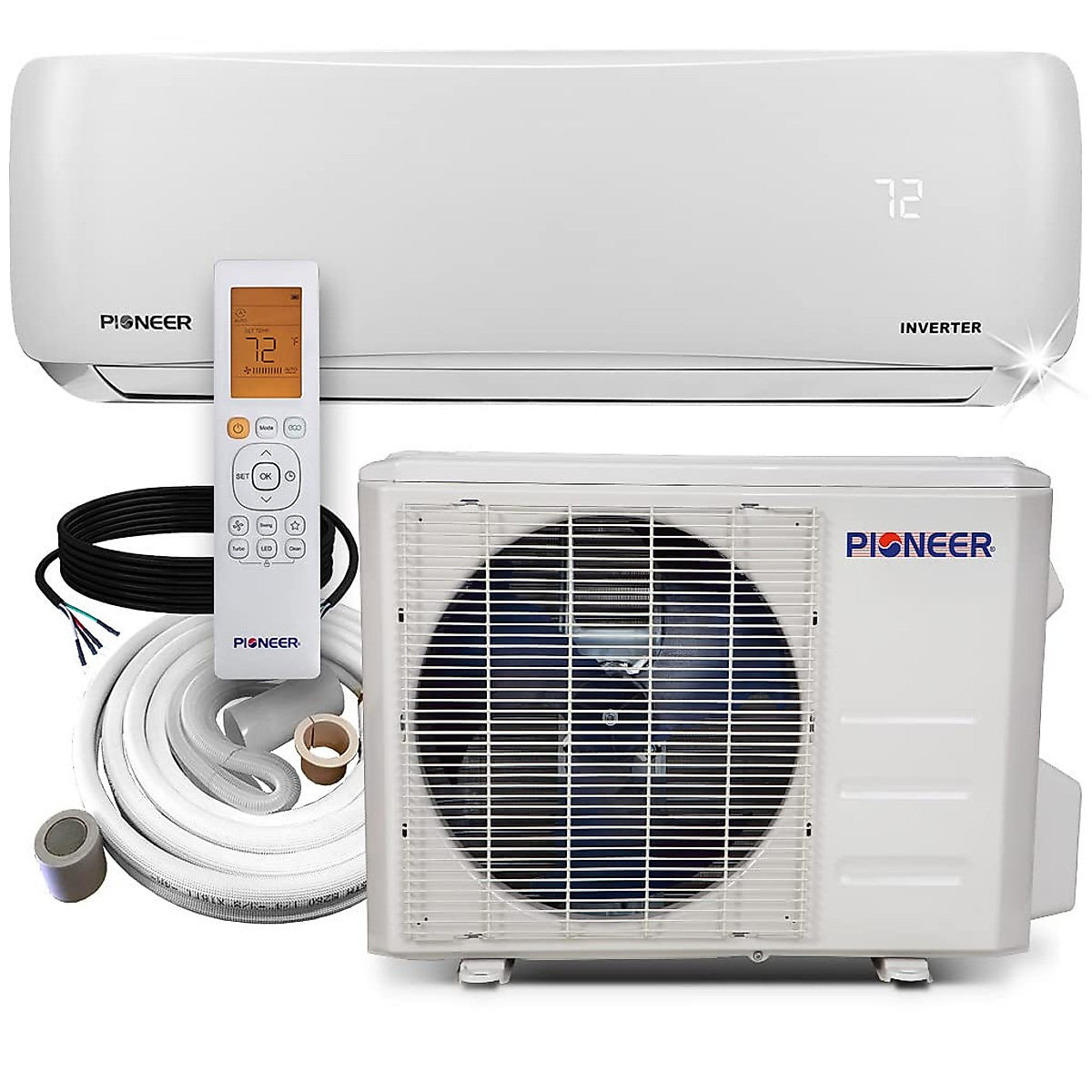 Pioneer Air Conditioner WYS012G-20 Wall Mount Ductless Inverter+ Mini Split Heat Pump, 12000 BTU-208/230V