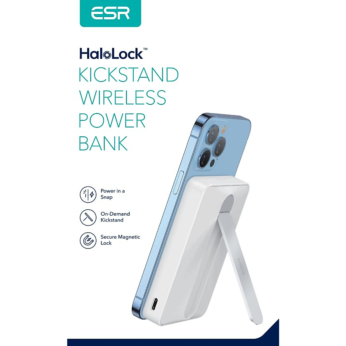 ESR for Kickstand MagSafe Battery Pack,10,000mAh Portable Charger Slim with USB-C Cable,Wireless Magsafe Power Bank for iPhone 15/15 Plus/15 Pro/15 Pro Max/iPhone14/13/12 Serie,White