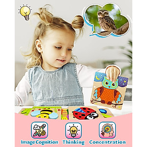 Bekayshad Wooden Puzzles Toddler Toys Gifts for 1 2 3 Year Old Boys Girls, Animal Jigsaw Puzzles Montessori Toys, Learning Educational Christmas Birthday Gifts for Girls Boys Ages 1-3