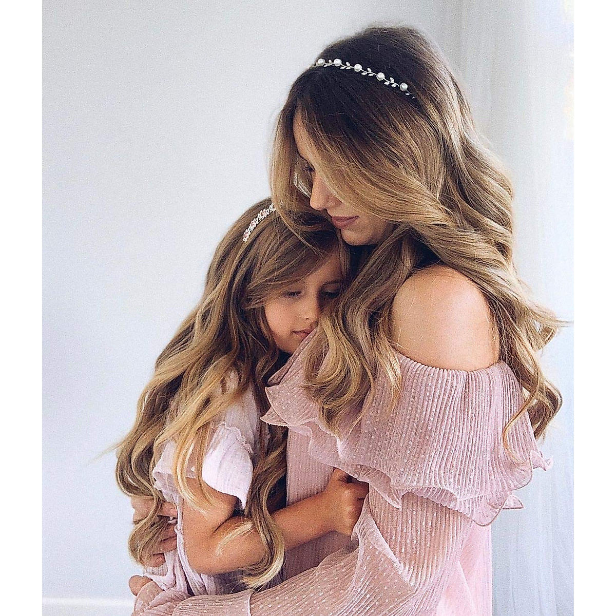 SWEETV Pearl Silver Bridal Headband-Single Hair Band Tiara Flower Wedding Headpiece Jewelry Bridal Hair Accessoires for Women