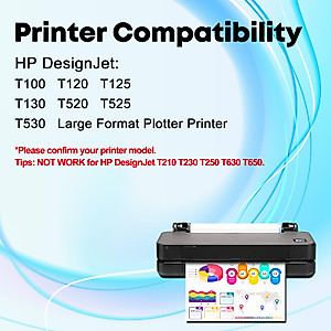 Miss Deer 711XL Designjet Ink Cartridge(CZ133A) Replacement for 711 XL 711XL,Work for DesignJet T120 24-in Printer T520 24-in Printer DesignJet T520 36-in Printer,80-ml (2BK, 1C, 1M, 1Y)