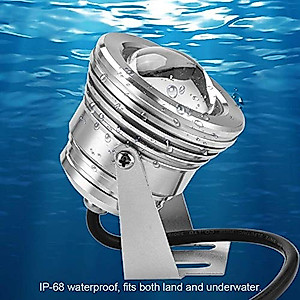 Omabeta 12V 10W RGB Waterproof Aquarium LED Spotlight Lamp Submersible Spotlight Led Light Underwater Spotlight Night Light Lamp for Fish Tank Pool Garden Underwater Black 7.5x9.3 cm(Silver)