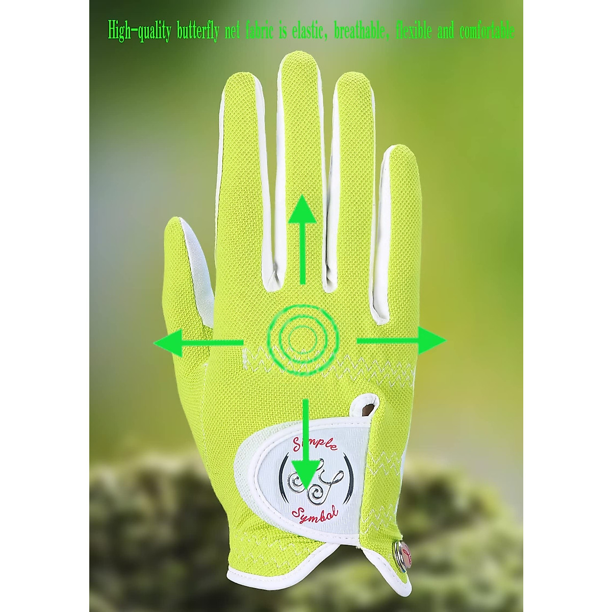 SIMPLE SYMBOL Women's RainGrip Golf Glove Two Pack,Hot Wet Weather Comfort,（Two Left Hands Or Two Right Hands Or One Pair） Four Colors to Choose from Pink/Purple/White/Green(Green,S,Right)