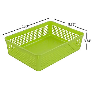 Ponpong Plastic Storage Baskets Tray, Plastic Classroom Basket Rectangle, 6 Pack