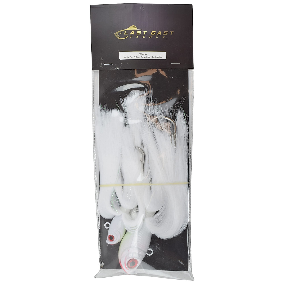 Last Cast Tackle White 6oz & 24oz Bucktail Tandem Parachute Trolling Rig #1050-W