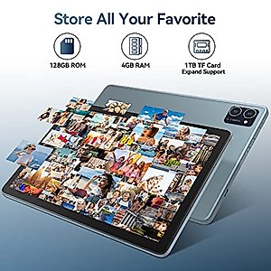 Tablet 2023 Newest Android Tablet 10 inch, Octa-Core 5G WiFi Tablet with Keyboard, 128GB + 4GB + 1TB Expandable Storage, Large Touch-Screen Tablet, 13MP Dual Camera/Bluetooth/GPS/HD Display/Mouse/Case