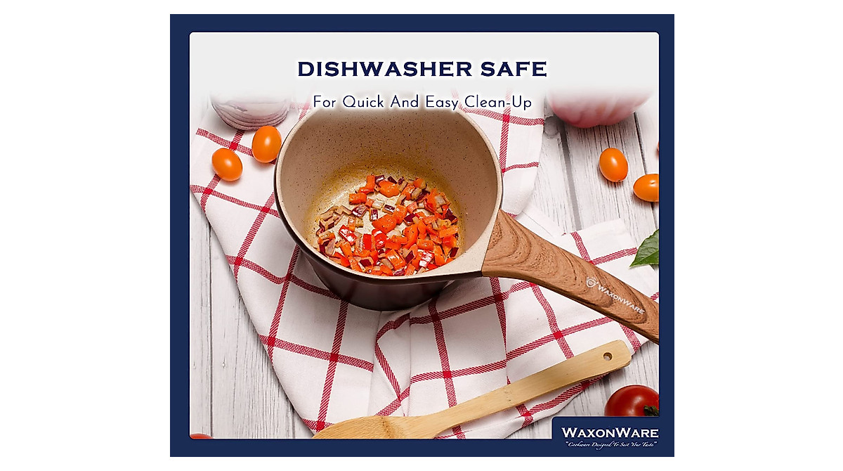 WaxonWare Non-Stick Saucepan & Wok Pot | Induction Compatible & Marble ...
