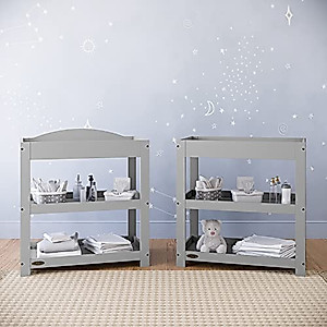 Graco Customizable Changing Table with Water-Resistant Changing Pad (Pebble Gray) - Customizable Modern Flat or Classic Arched Headboard, Changing Pad Included