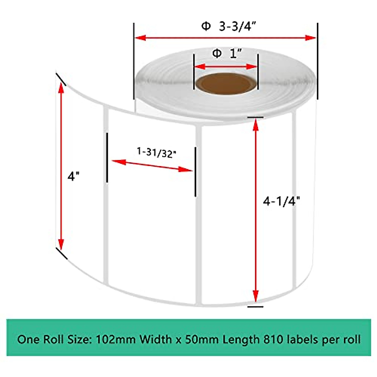 USUPERINK [8 Roll, 810 Labels/Roll] Compatible for Brother RDS03U1 White Paper Label Die Cut Mobile Solutions Barcodes Tapes 4" x 2"(102mm x 50mm) use in for TD-4000 TD-4100N Printer