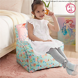Idea Nuova Disney Little Mermaid Kids and Toddler Canvas Bean Bag Chair with Piping & Top Carry Handle