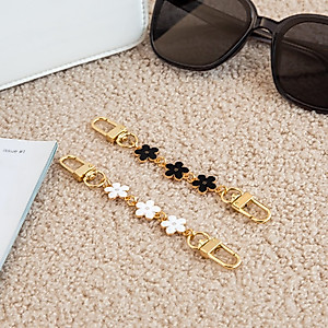2Pcs Purse Strap Extenders Black White Crossbody Straps Replacement Bag Chains Decoration Accessories 5 Inches Shoulder Chains Extension Fit for Crossbody Handbag Purse Pochette Charms (Plum Bossom S)