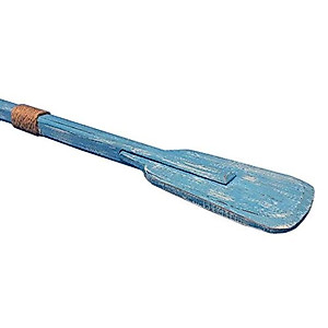 Hampton Nautical Solid-Light-Blue-Oar-24-202 Wooden Rustic Laguna Lake Squared Boat Oar w/Hooks 24" Decor-Nautical Home