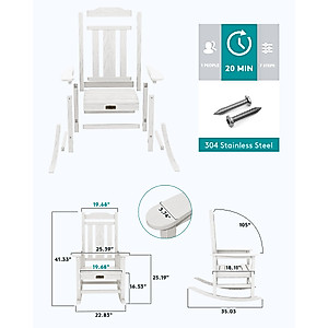 SERWALL Outdoor Rocking Chair White Set of 2
