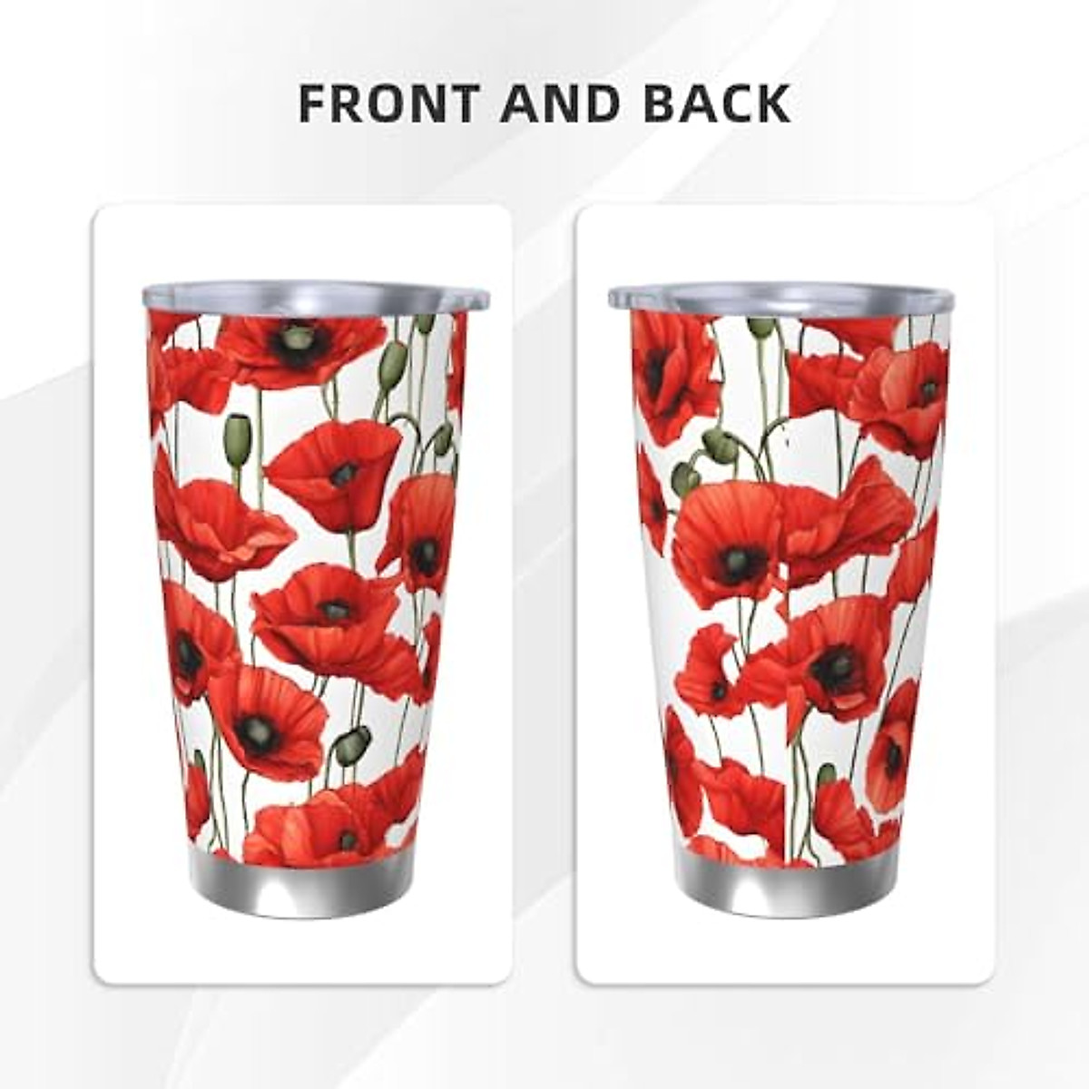 quopvn Red Poppy Flower Print 20oz Car Cup Ps Material Lid, Perfect For Hot & Cold Drinks