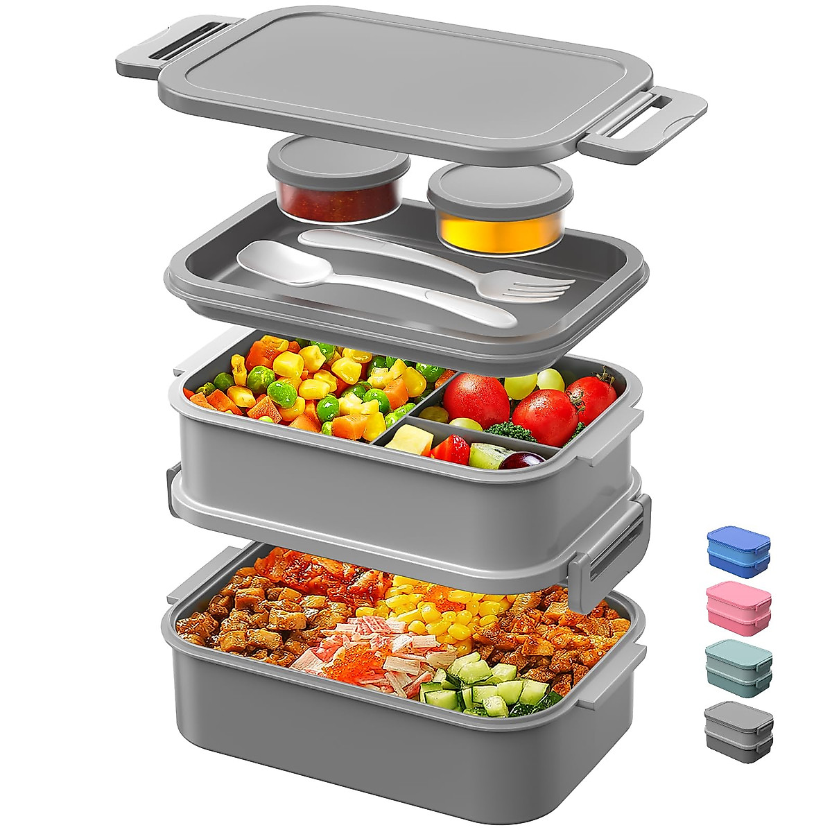 DaCool Food Thermos for Hot Food 16 Ounce Vacuum Stainless for Kids/Adults Lunch Box Adults Bento Box 74 OZ All-in-One Stackable Lunch Box Containers