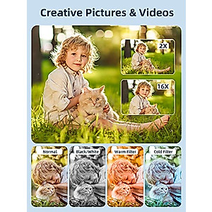 Digital Camera, FHD 1080P Kids Camera 44MP Point and Shoot Digital Cameras with 32GB SD Card, 16X Zoom, Two Batteries, Lanyard, Compact Small Camera for Kids Boys Girls Teens Students Seniors-Black