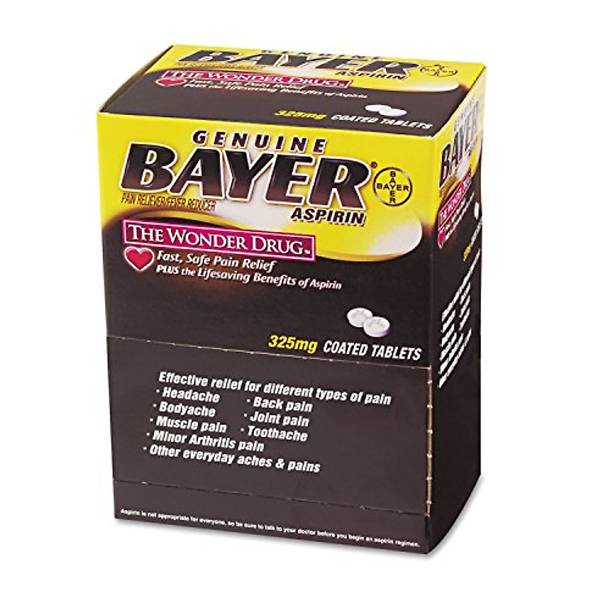 Bayer BXBG50 Aspirin Tablets, Two-Pack, 50 Packs/Box