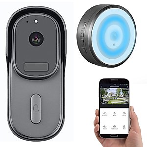 1080P WiFi Video Doorbell Camera,Work with Alexa, Google Home,Waterproof Camera with Motion Detection/Auto Light-up Chime/2-Way Audio/Night Vision Support 128G&Could Storage(Powered by Wired&Battery)