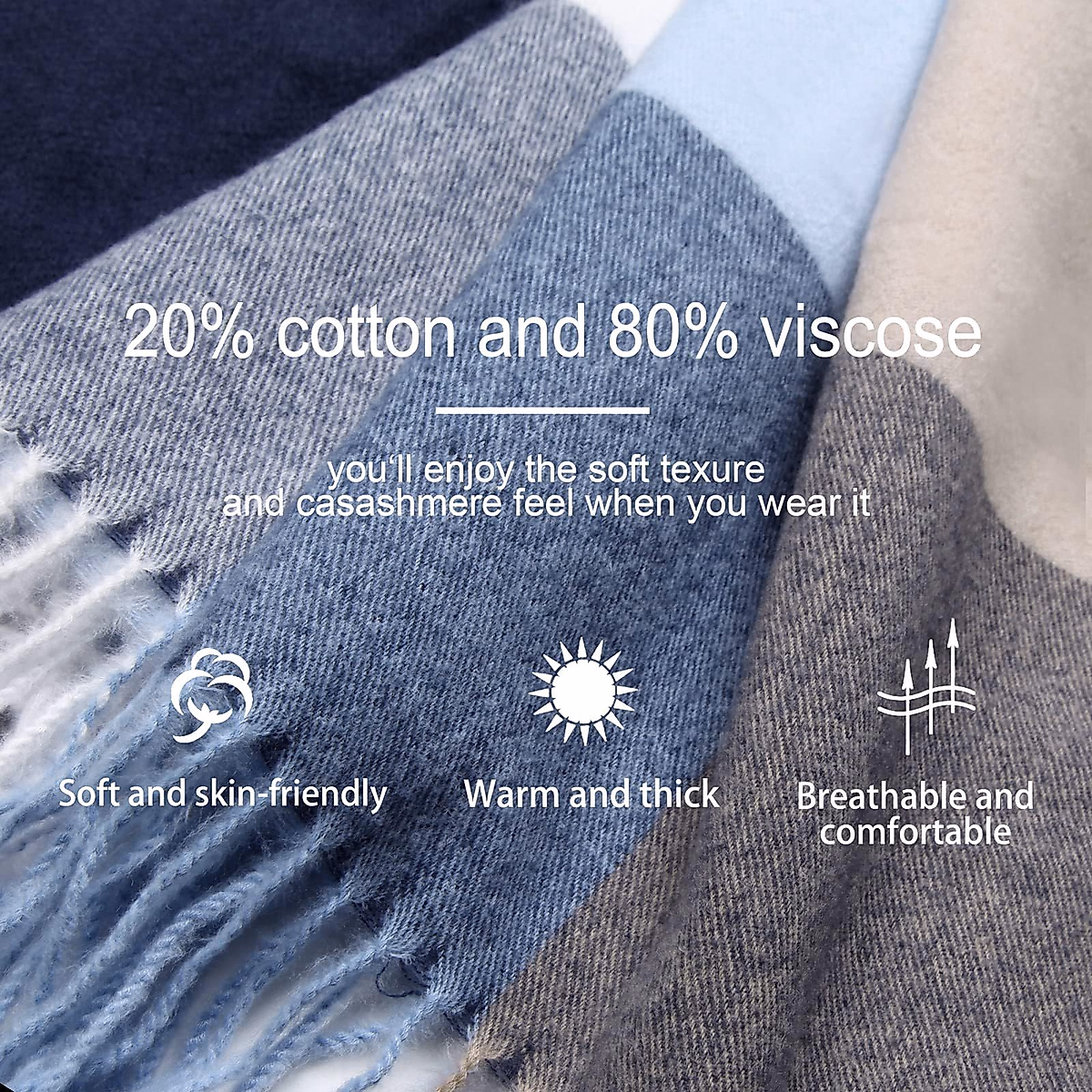 MEANBEAUTY Women's Scarf Wraps Pashminas Pashmina Shawls Warm Winter Long Large Plaid Soft Thick Blanket Scarves(plaid 5)