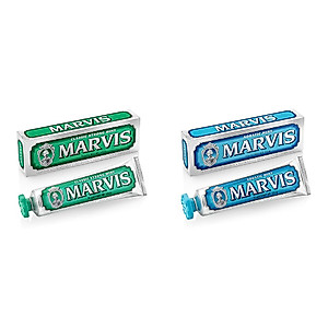 Marvis Classic Strong Mint and Aquatic Mint Toothpaste Set, 3.8 oz