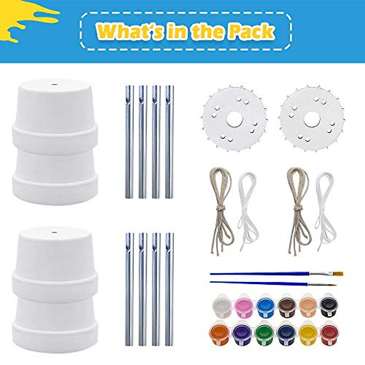 2-Pack Make A Wind Chime Kits - Arts & Crafts Construct & Paint Wind Powered Musical Chime DIY Gift for Kids, Boys Girls