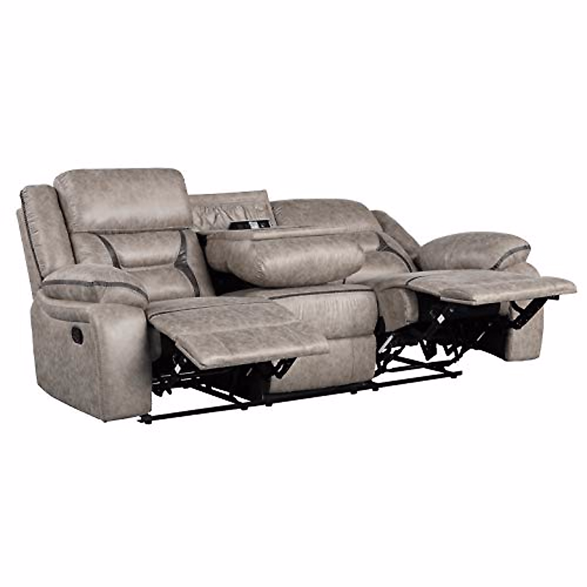 Roundhill Furniture Elkton Manual Motion Recliner with Storage Console, Sofa, Taupe
