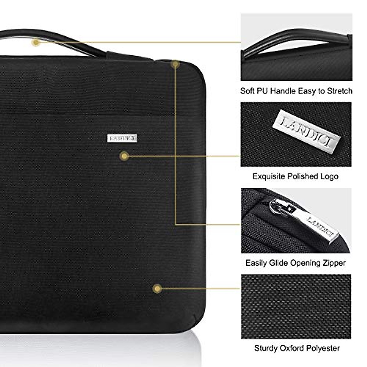 LANDICI Laptop Case Sleeve 11 11.6 12 Inch,360°Protective Tablet Cover Bag Compatible for Surface Pro 9 8 7/Laptop Go 2 3,MacBook Air 11,Mac 12,HP Acer Lenovo Samsung Chromebook,Black