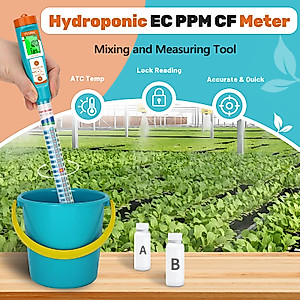 YINMIK Truncheon EC PPM Nutrient Meter for Hydroponic, Conductivity Tester Stick for Hydroponics Growing PPM Measuring Tool (EC, PPM 500, PPM 700, CF, Temp) for Nutrient Reservoir, Aquaponics, DWC