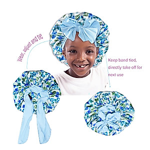 2pcs Pack Baby Bonnet 6-12 Months pre-Tied Bonnet Toddler Bonnet for boy Satin Bonnet for Babies Infant Bonnet for Boys with tie Band Bow