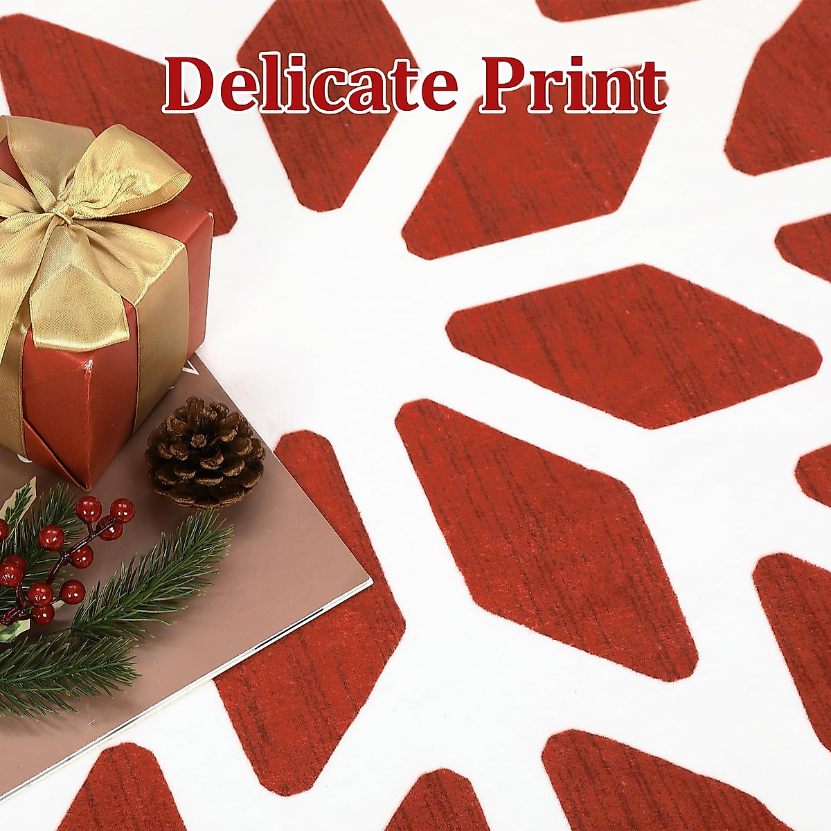 CAREMEE Christmas Round Rug Washable Area Rugs 4ft Circle Rug for Living Room Non Slip Soft Non Shedding Throw Rugs Stain Resistant Room Decor Carpet for Dining Room Snowflake 4'x4'