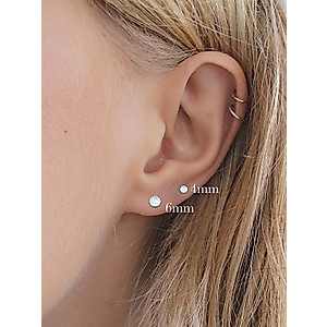 TANGPOET Rose Gold Screw Back Stud Earrings for Women Tiny Comfy White Opal Earrings 925 Sterling Silver Hypoallergenic Earring for Sensitive Ears Birthday Gifts for Ladies