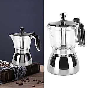 Moka Pot, 300ml Stainless Steel Electric Coffee Pot Coffee Maker 6 Cups for Kitchen Household Brewing