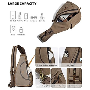 KL928 Canvas Sling Bag - Small Crossbody Backpack Shoulder Casual Daypack Rucksack for Men Women(Large Version)