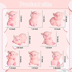 8pcs Miniature Pig Figurines, Pig Cake Topper Cupcake topper, Mini Pig Cerdo Characters Toy, Pig Cake Decorations for Kids Birthday Baby Shower Pig Theme Party Supplies