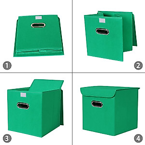 Yunkeeper Collapsible Storage Bins with Lids,Fabric Cube Storage Organizer With Handles,For Clothes Storage,Home, Nursery,Closet Office Basket,3 Pack,（Coffee