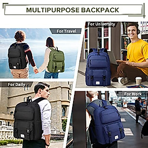 VASCHY Backpack for Men, Unisex Large Fashion Schoolbag Book bag Rucksack for High School/College/Work/Travel/Commuter Green