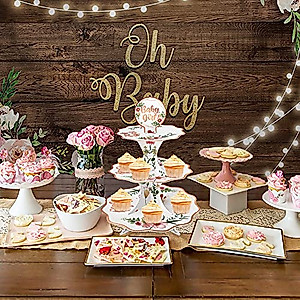 3 Tier Baby Shower Cupcake Stand for Baby Girl Shower Welcome Baby Gender Reveal Birthday Party Supplies Decorations
