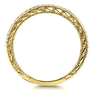 Kobelli Antique Style Engravings Wedding Band in 14k Yellow Gold, Size 6.5