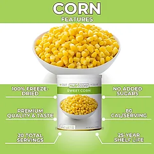 Nutristore Freeze Dried Corn | Premium Quality Vegetables for Healthy Snack or Long Term Storage | Emergency Survival Canned Food Supply | Bulk #10 Can Veggies | 25 Year Shelf Life | Made in USA