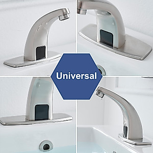 BWE 6.3 Inch Sink Hole Cover Bathroom Vessel Vanity Sink Faucet Rectangle Cover Deck Plate for 1 Or 3 Hole Escutcheon Brushed Nickel