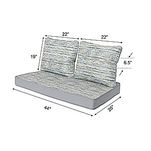 WOTU Patio Furniture Cushions, Loveseat Cushions Set 46 x 26 inch Garden Comfort Deep Seat Glider Loveseat Cushion Indoor Outdoor Seating Cushions