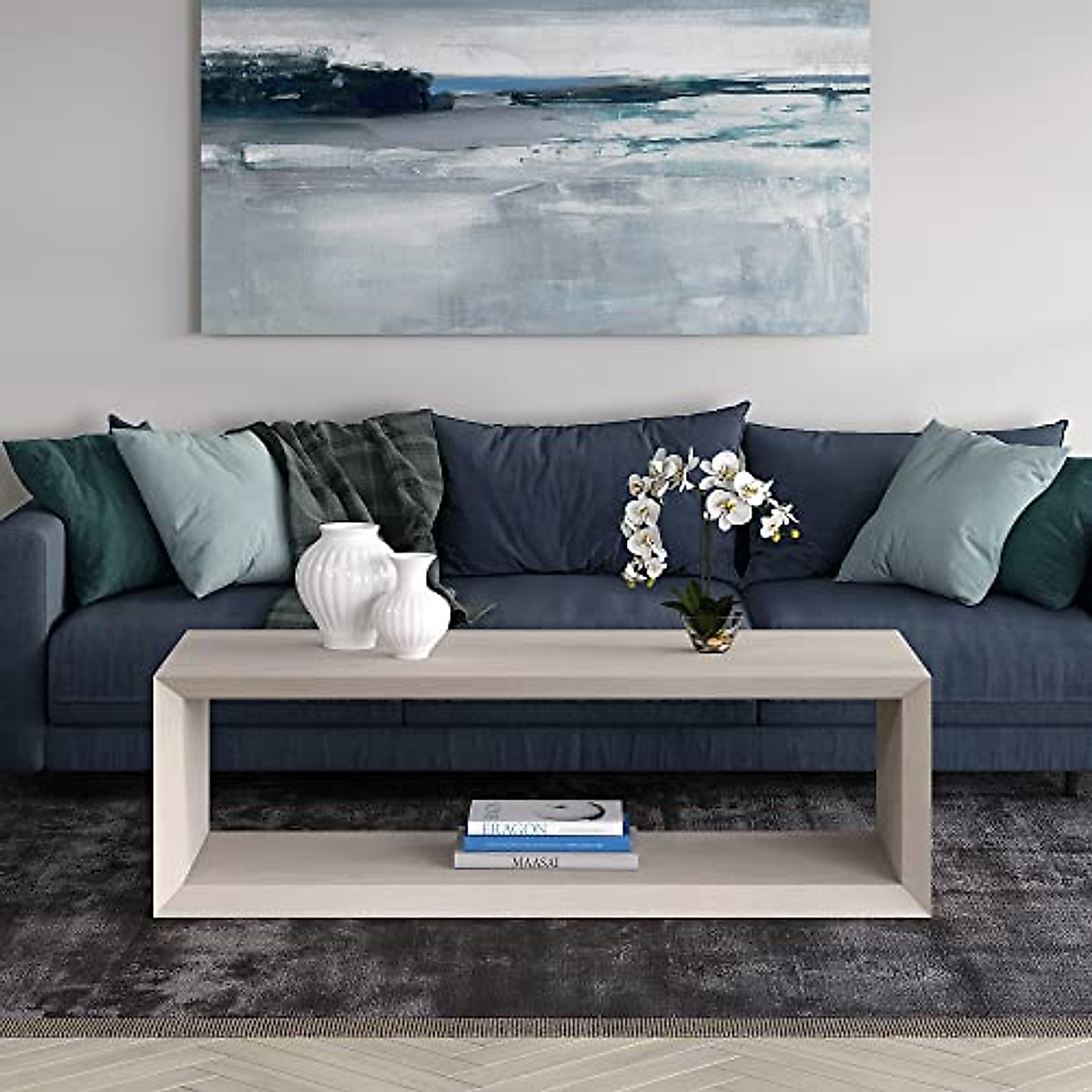 Henn&Hart Osmond Coffee Table, 58" Wide, White