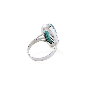 Silver Eternity 925 Sterling Silver Amazonite Ring for Women Statement Ring Silver Natural Blue Amazonite Ring Jewelry Gift for Women (Blue, Ring Size - 6)