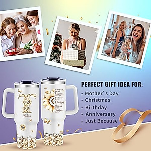 Personalized Sunflower Birthday Gifts for Women, Monogrammed 40oz Customized Tumblers Gifts with Initial Name for Grandma Mom Aunt Sister on Mothers Day, Custom Name Cups Gift for Her Female,07