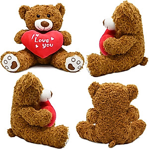 I Love You Teddy Bear, 14 Inch Teddy Bear Stuffed Animal with Red Heart, Plush Valentines Day Bear Gift for Kids, Girlfriend, Boyfriend, Best Friend, Valentines Anniversary Birthday Wedding Gift