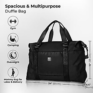 BOACAY Travel Duffle Bag for Women & Men - Weekender, Overnight & Gym Bag - Mommy Large Tote - Carry on for Airplane with Wet Pocket & Luggage Sleeve