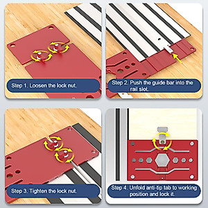 TOOLCOOL 340mm Track Saw Square Circular Saw Guide Rail Square Compatible with DeWalt Guide Rail (Red)